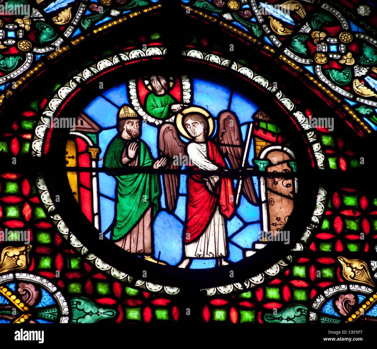 Paris - windowpane from Saint Denis gothic church Stock Photo - Alamy