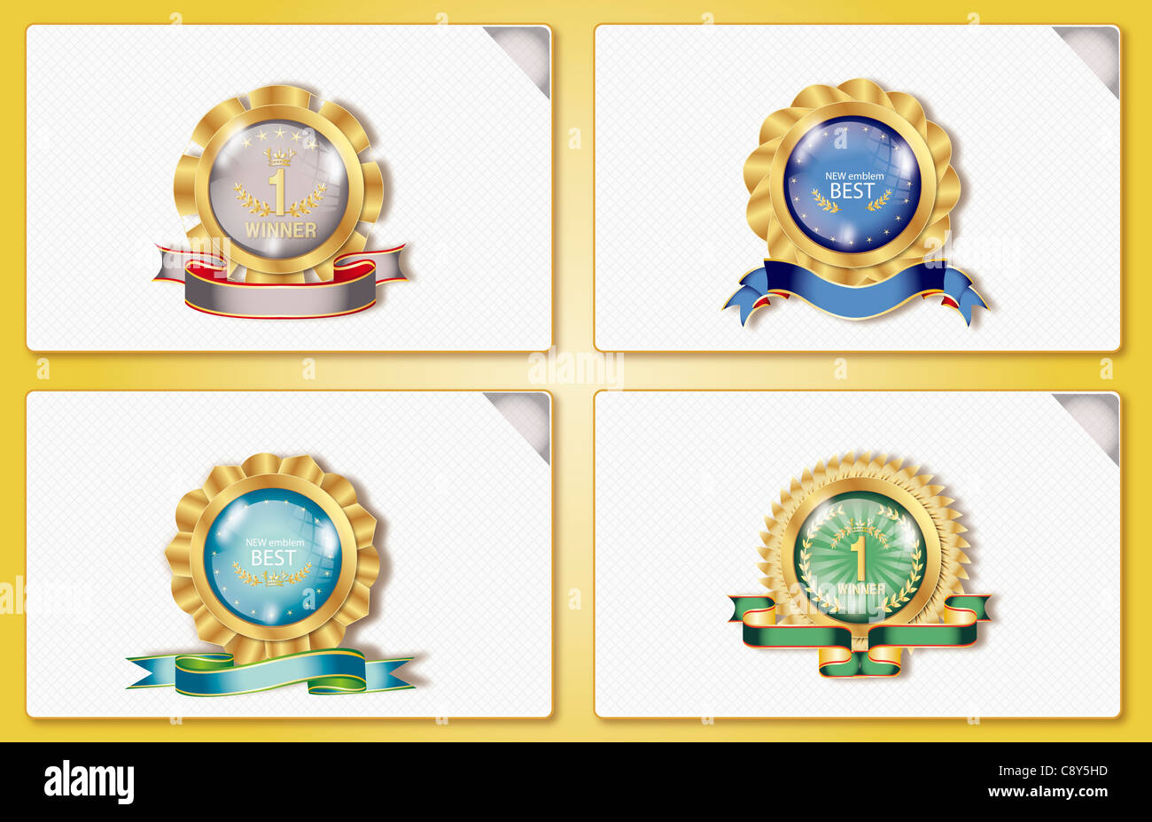 Various Types Of Gold Award Medals In Various Shapes Stock Photo - Alamy