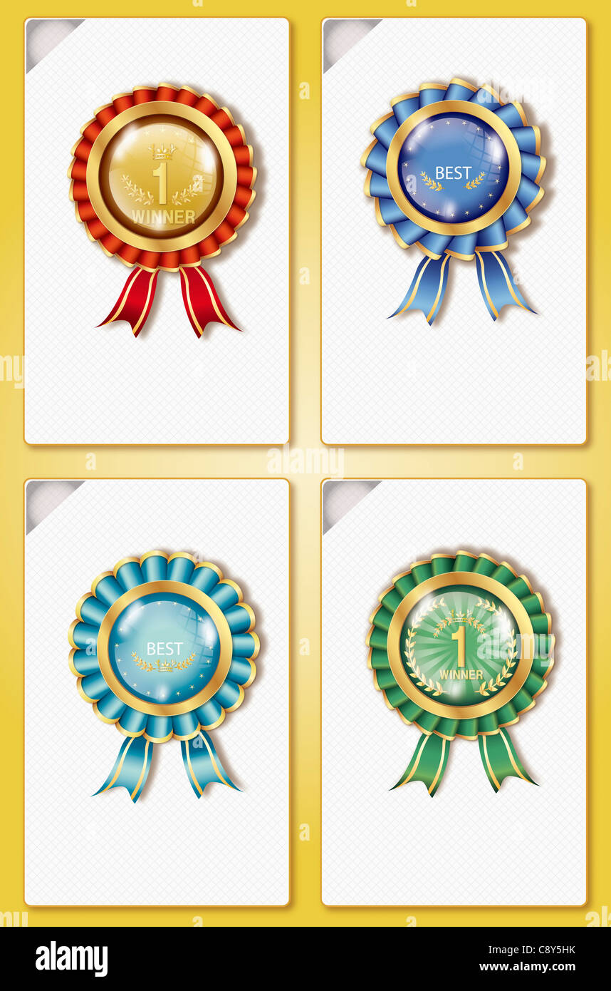 Various Types Of Gold Award Medals In Various Shapes Stock Photo - Alamy