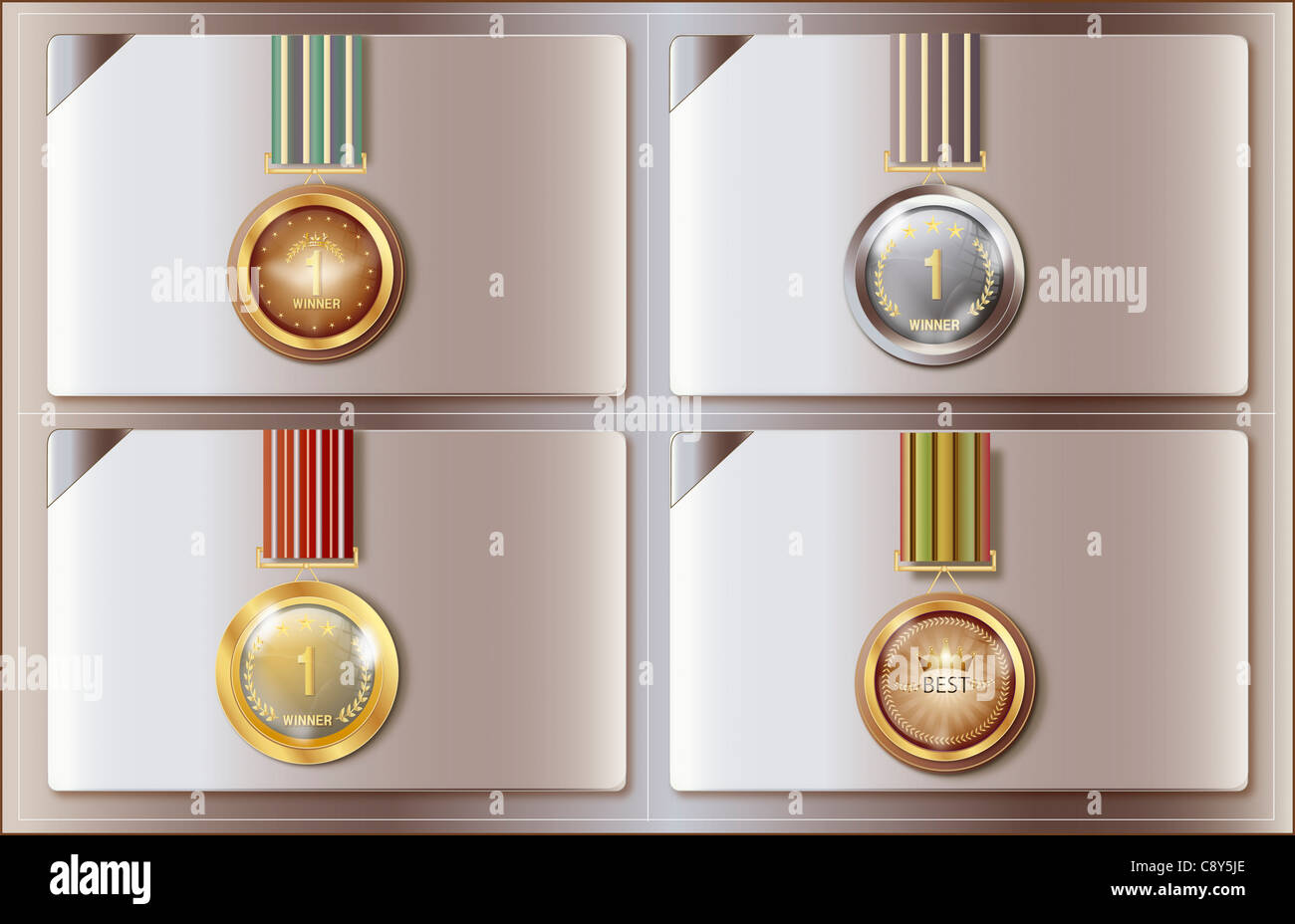 Various Types Of Award Medals In Round Shapes Stock Photo - Alamy