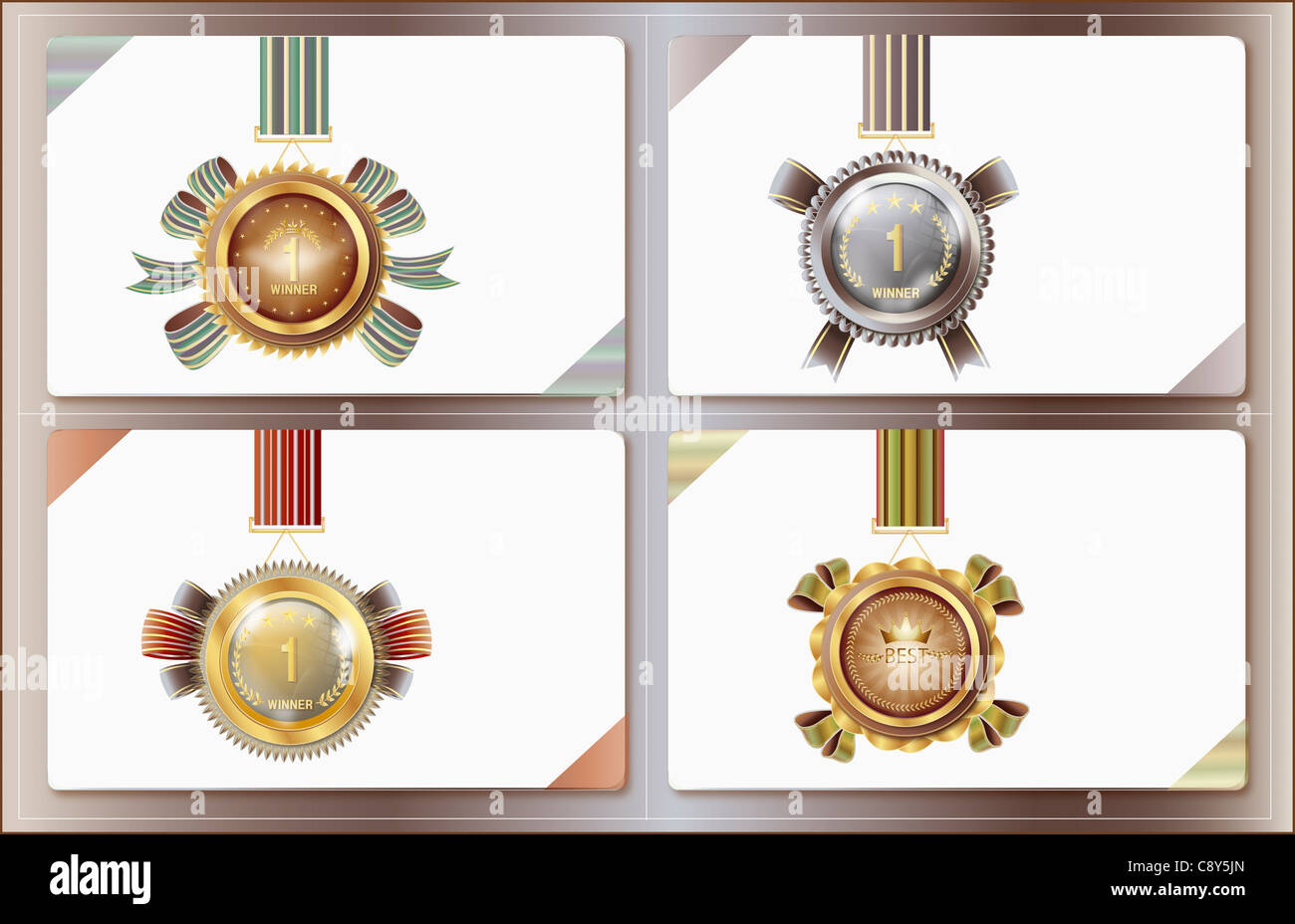 Various Types Of Award Medals In Various Shapes Stock Photo - Alamy