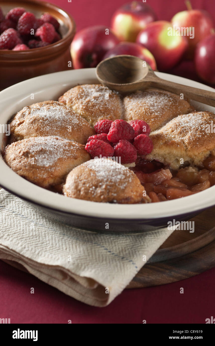 Raspberry and apple cobbler Traditional dessert Stock Photo - Alamy