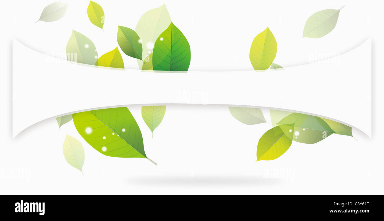 Memo With Green Leaves Stock Photo - Alamy