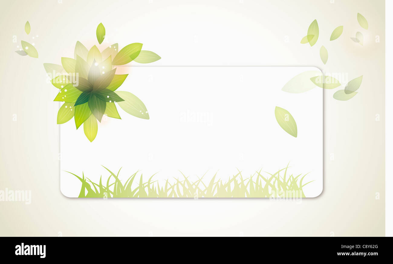 Memo With Green Leaves Stock Photo - Alamy