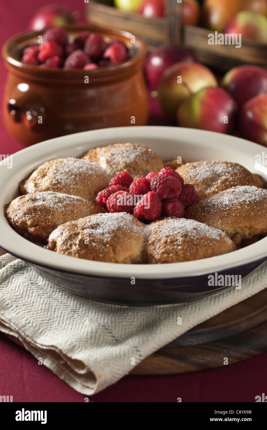 Raspberry and apple cobbler Traditional dessert Stock Photo - Alamy