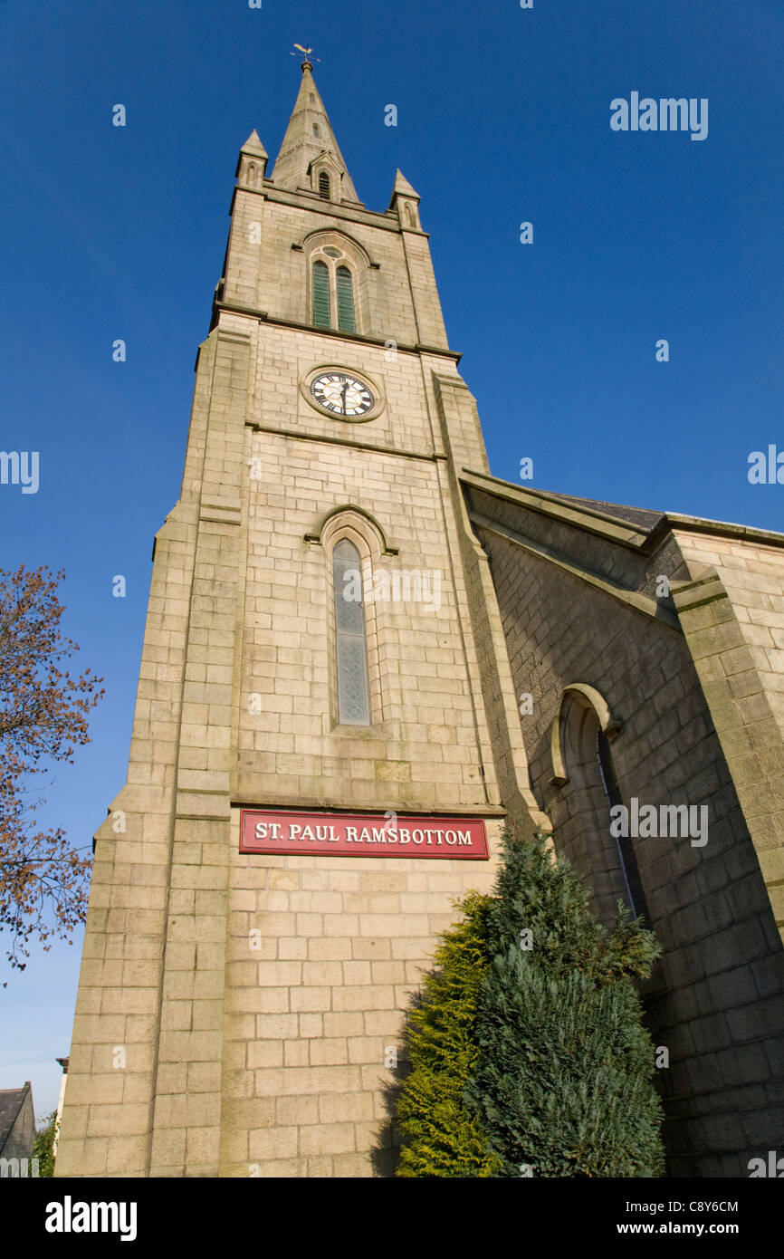 The church of St. Paul in Ramsbottom, Lancashire,England is a stone ...