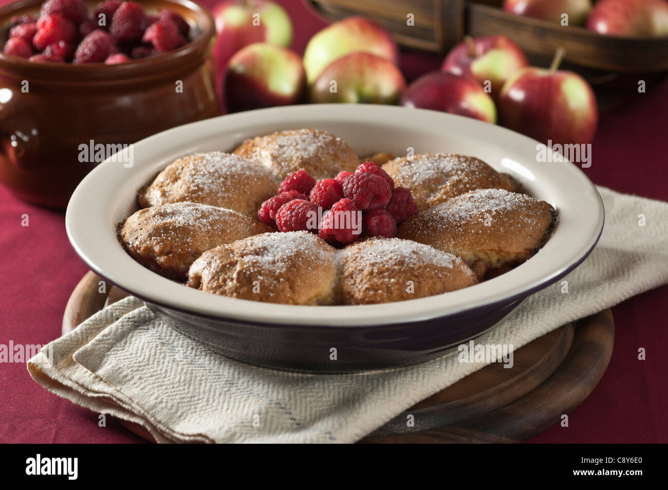 Raspberry and apple cobbler Traditional dessert Stock Photo - Alamy