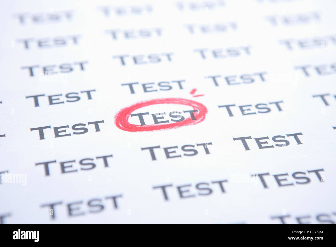 Tests Written Paper With One Red Circle Stock Photo - Alamy