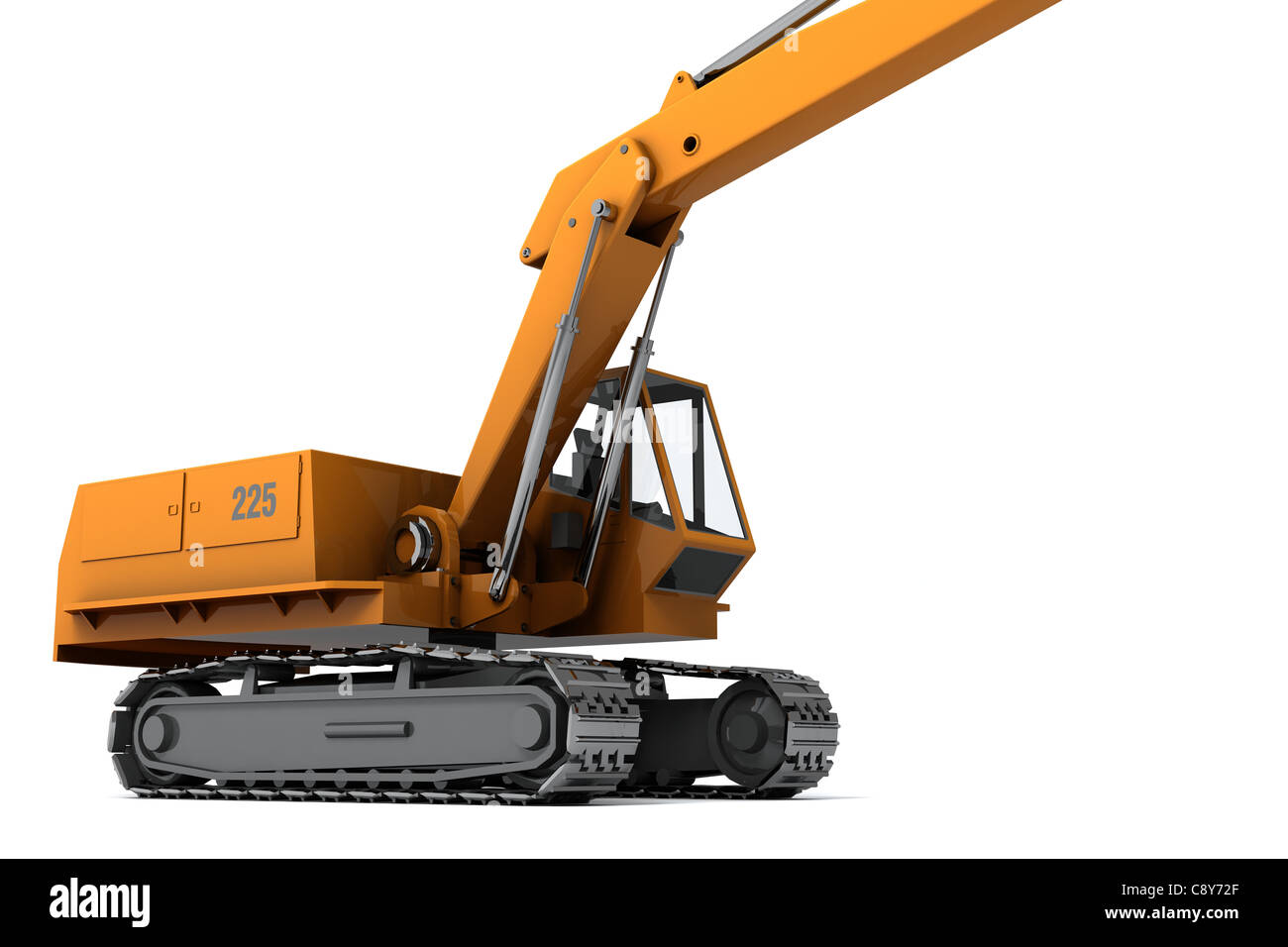 Orange mechanical excavator Cut Out Stock Images & Pictures - Alamy