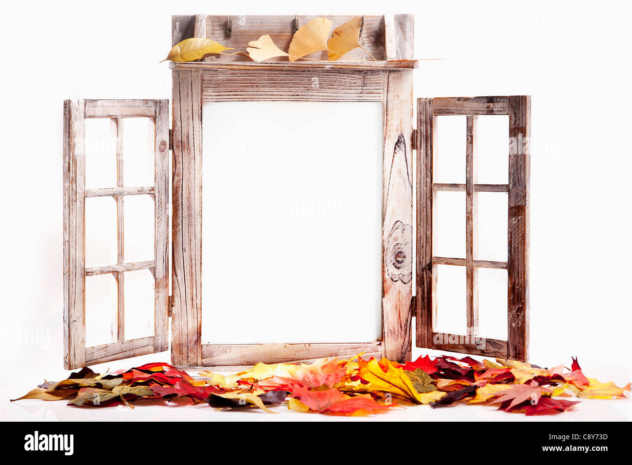 Fallen Leaves And A Window Stock Photo - Alamy