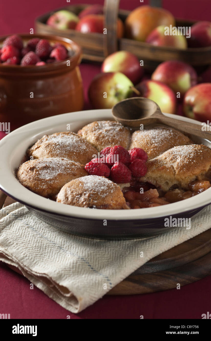 Raspberry and apple cobbler Traditional dessert Stock Photo - Alamy