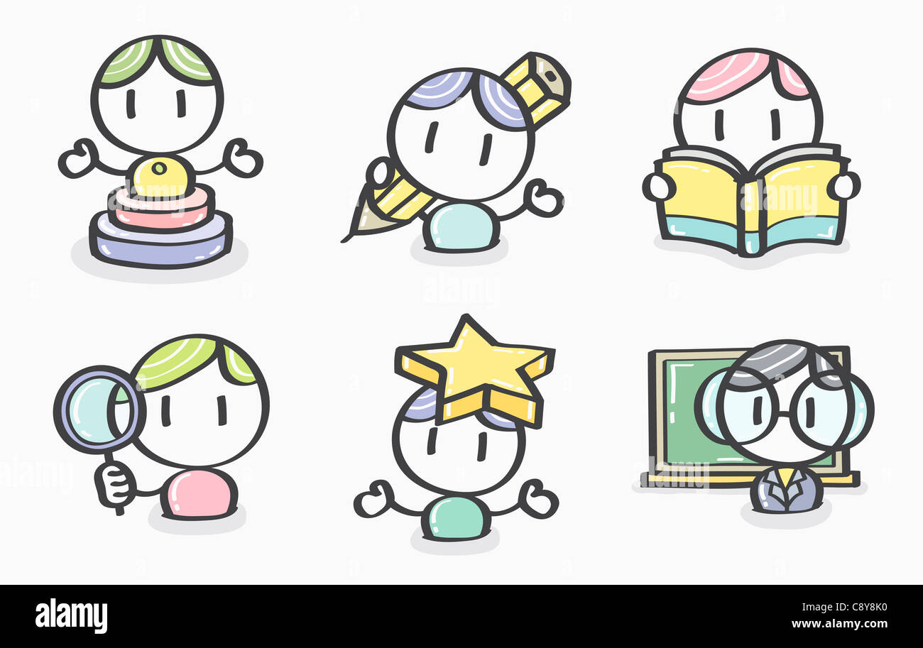 Various types of icons of study Stock Photo - Alamy