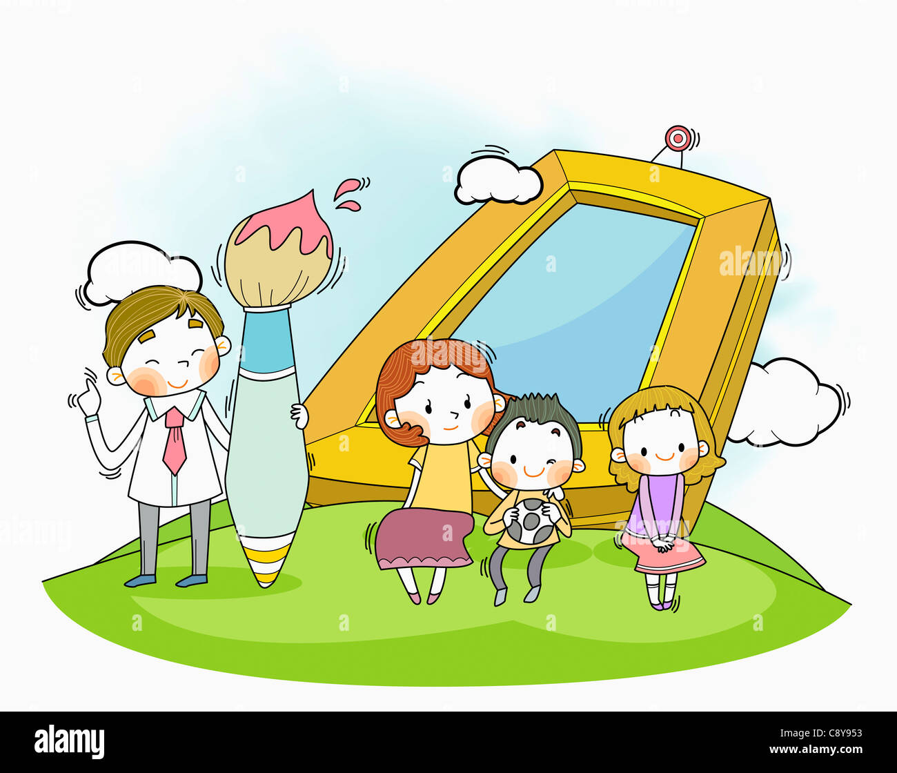 Happy family hobbies Stock Photo - Alamy