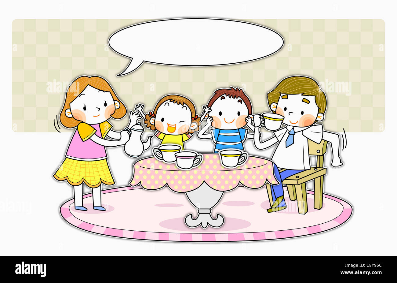 Happy family tea time Stock Photo - Alamy