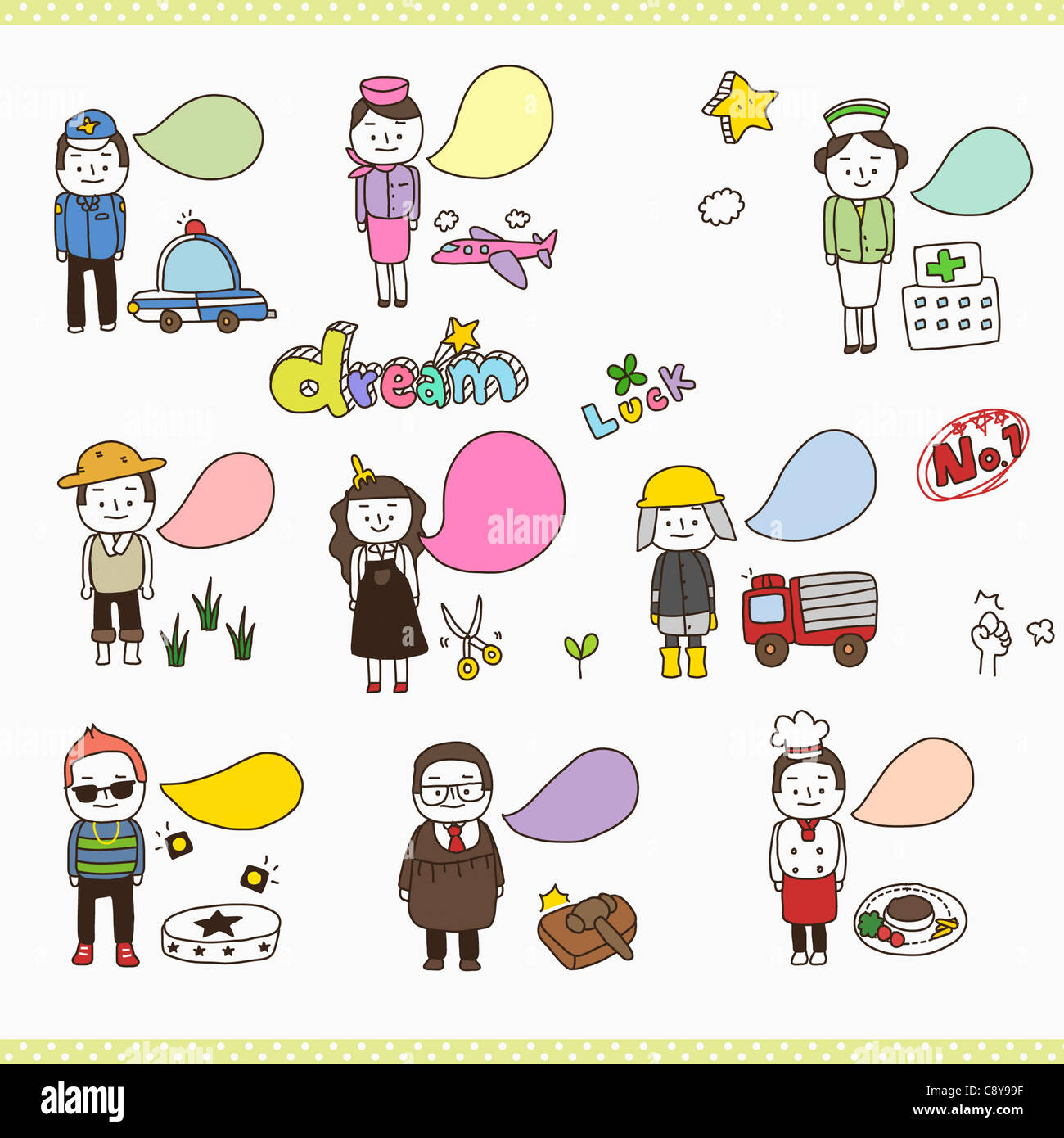 Various icons of dream jobs Stock Photo - Alamy