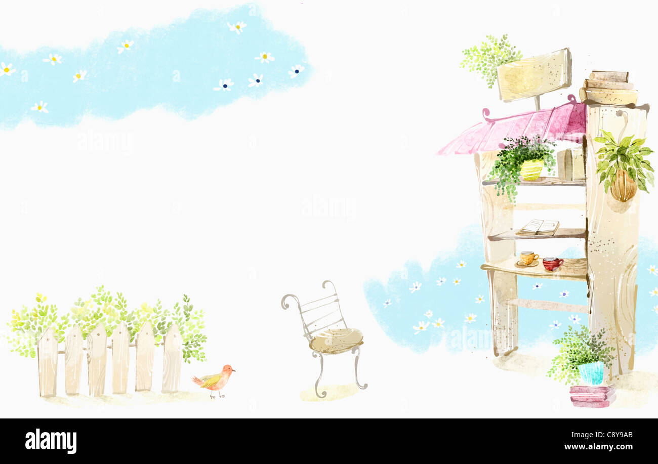 beautiful scenery and a table Stock Photo - Alamy