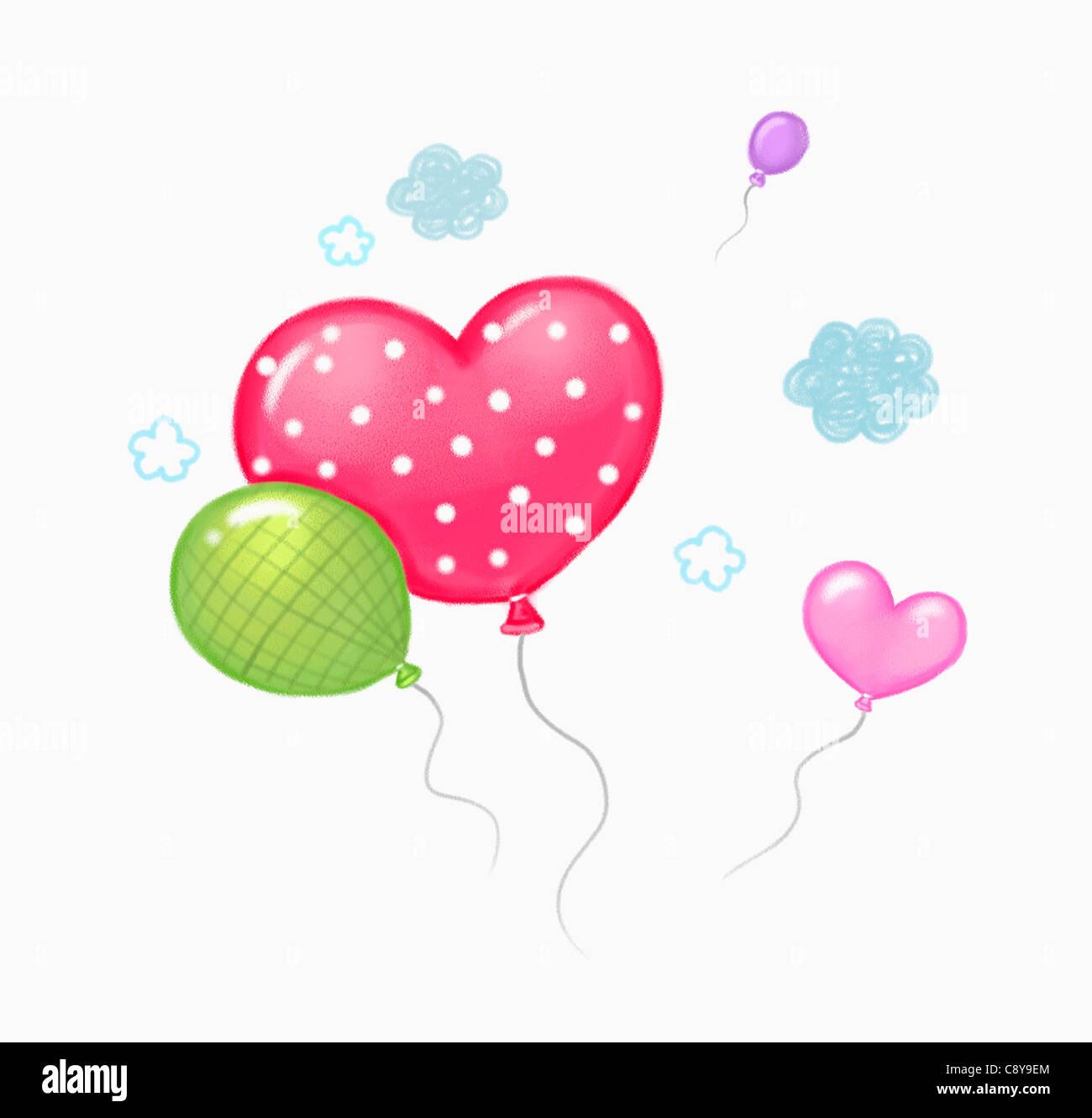 Drawing of various shapes of balloons Stock Photo - Alamy