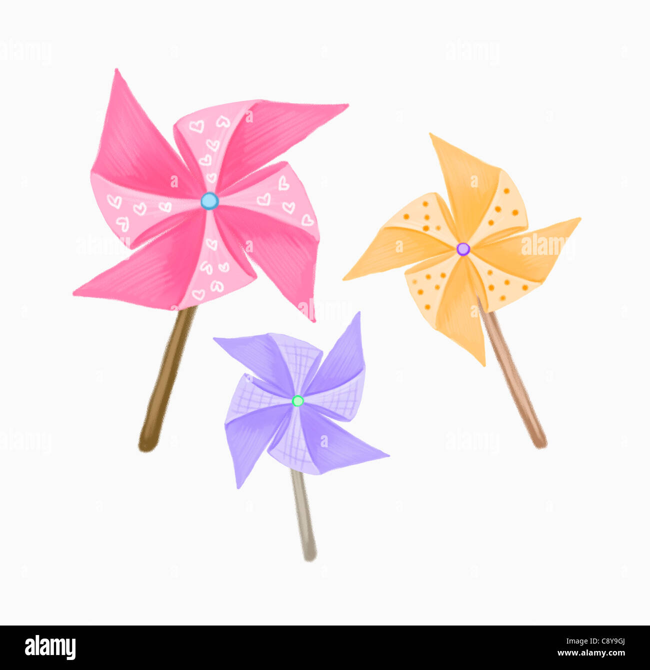 Drawing of three pinwheels Stock Photo - Alamy