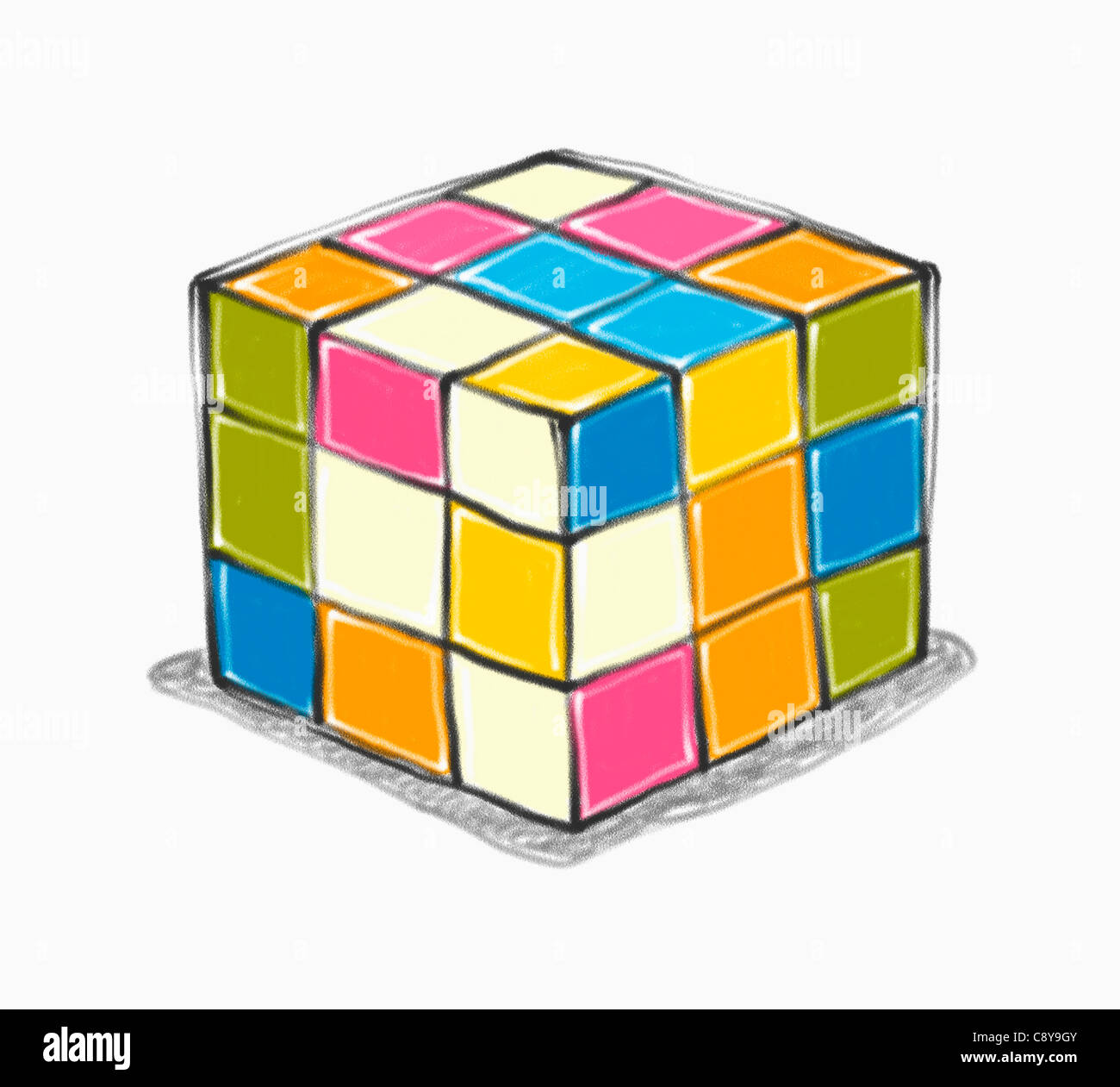 Drawing of colorful box game Stock Photo - Alamy