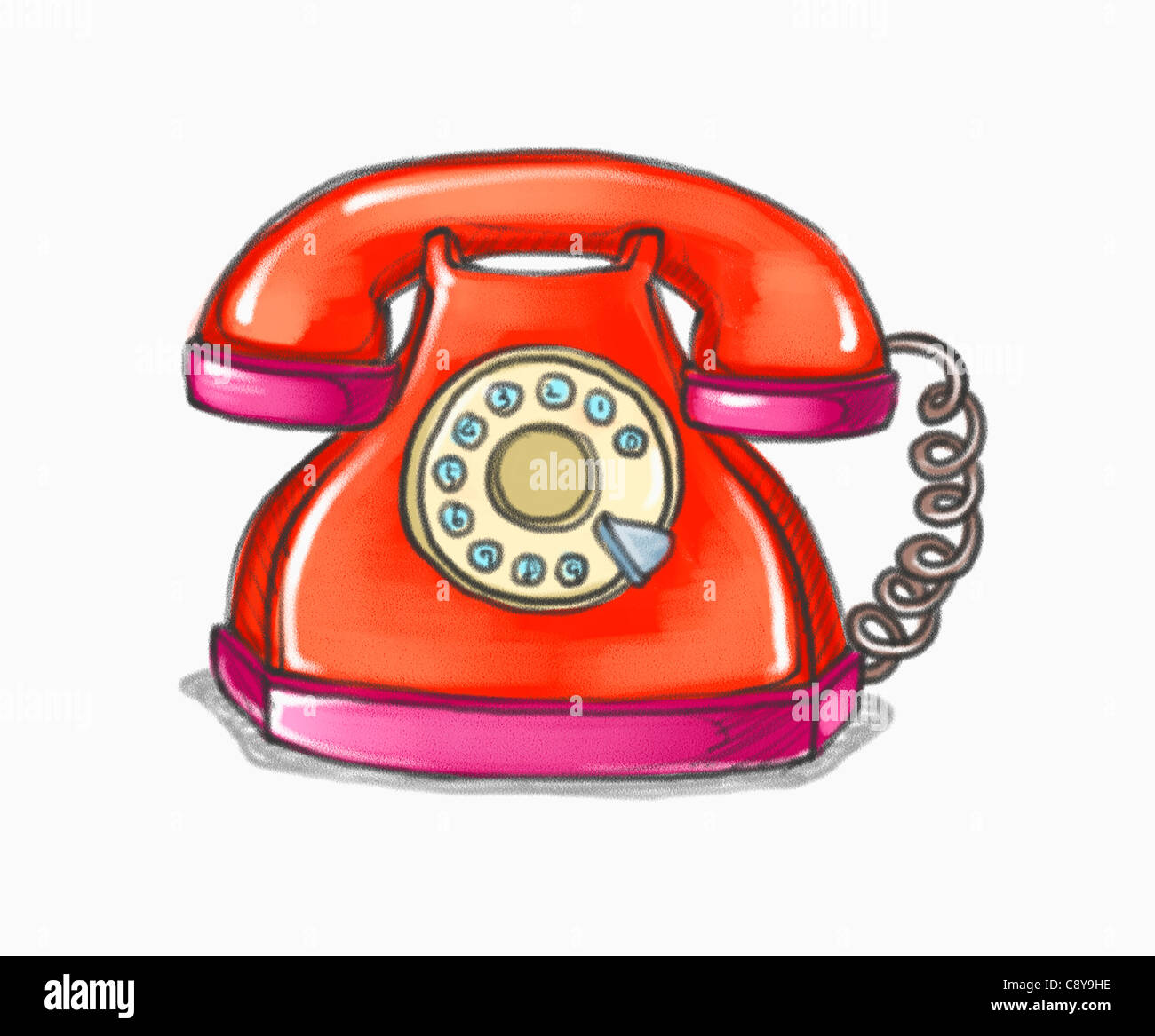 Drawing of a red telephone Stock Photo - Alamy