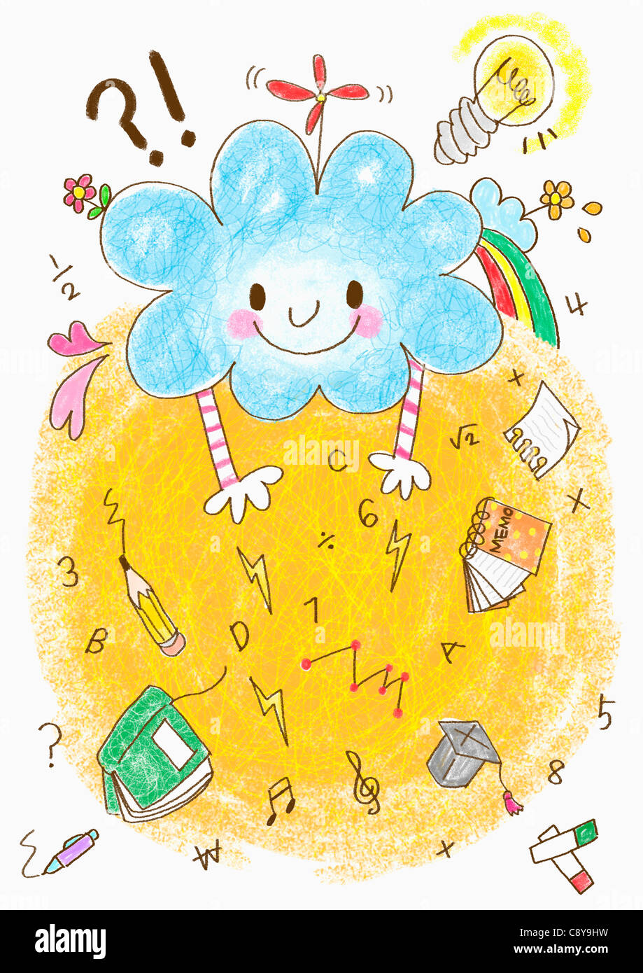 Various school related drawings of various symbols Stock Photo - Alamy