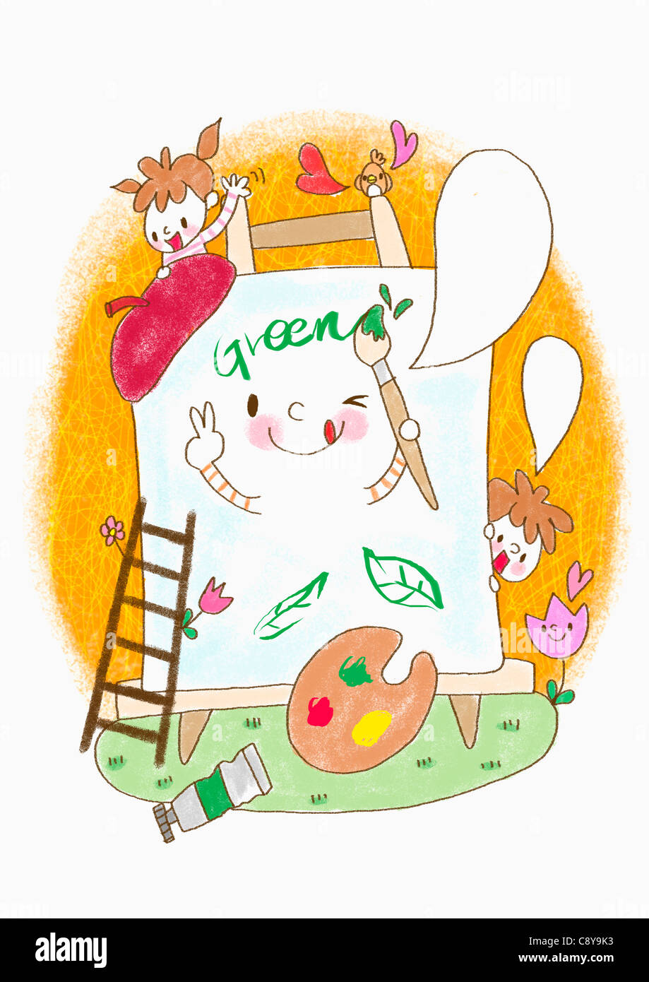 Children paintings drawings art Cut Out Stock Images & Pictures - Alamy