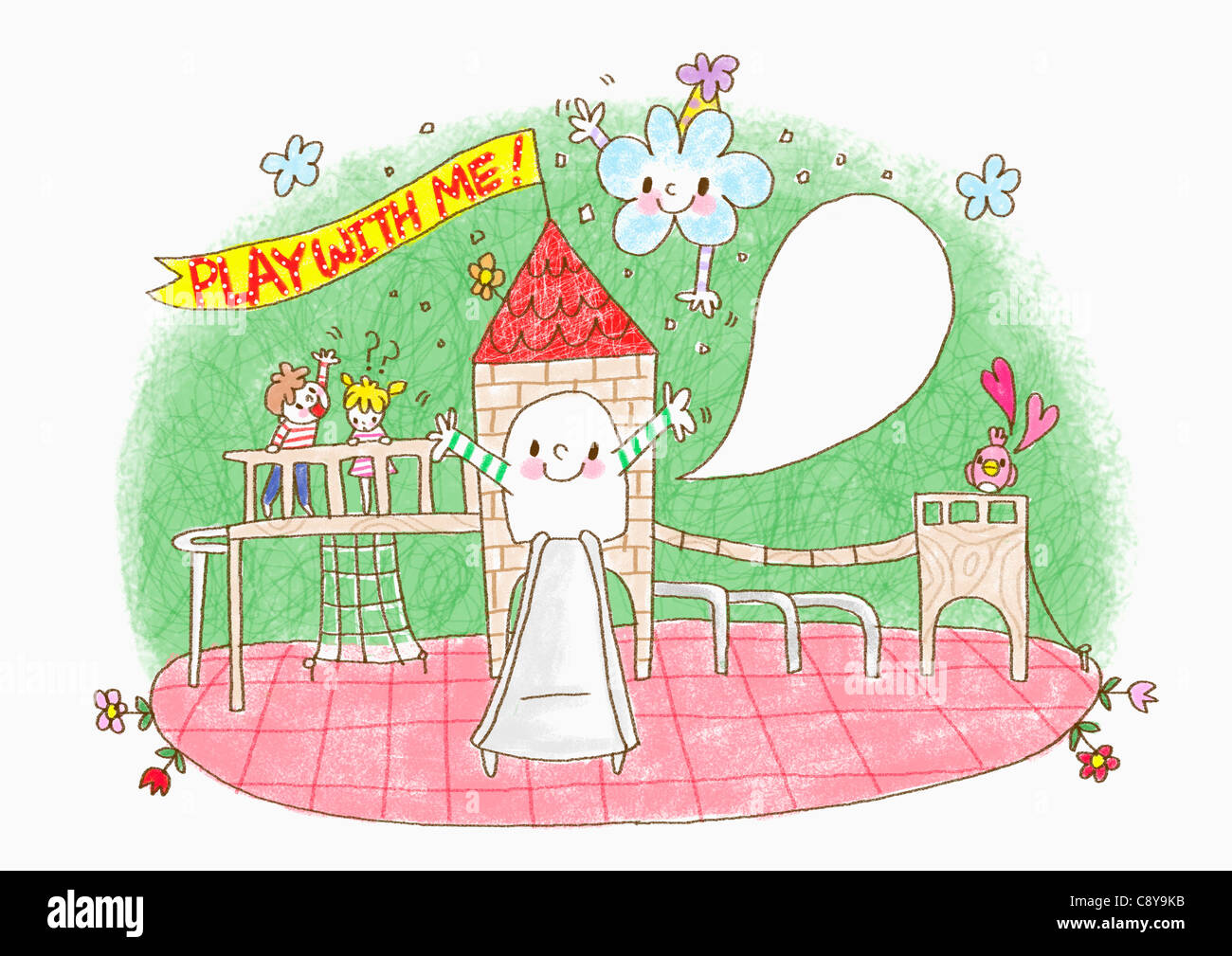 Various school related drawings of a playground Stock Photo - Alamy