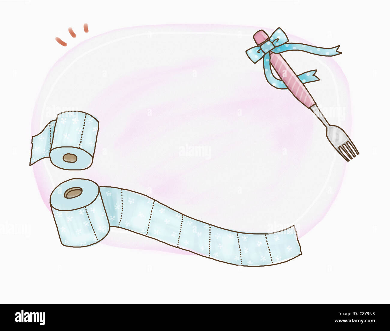 Various letter papers of a fork and toilet tissues Stock Photo - Alamy