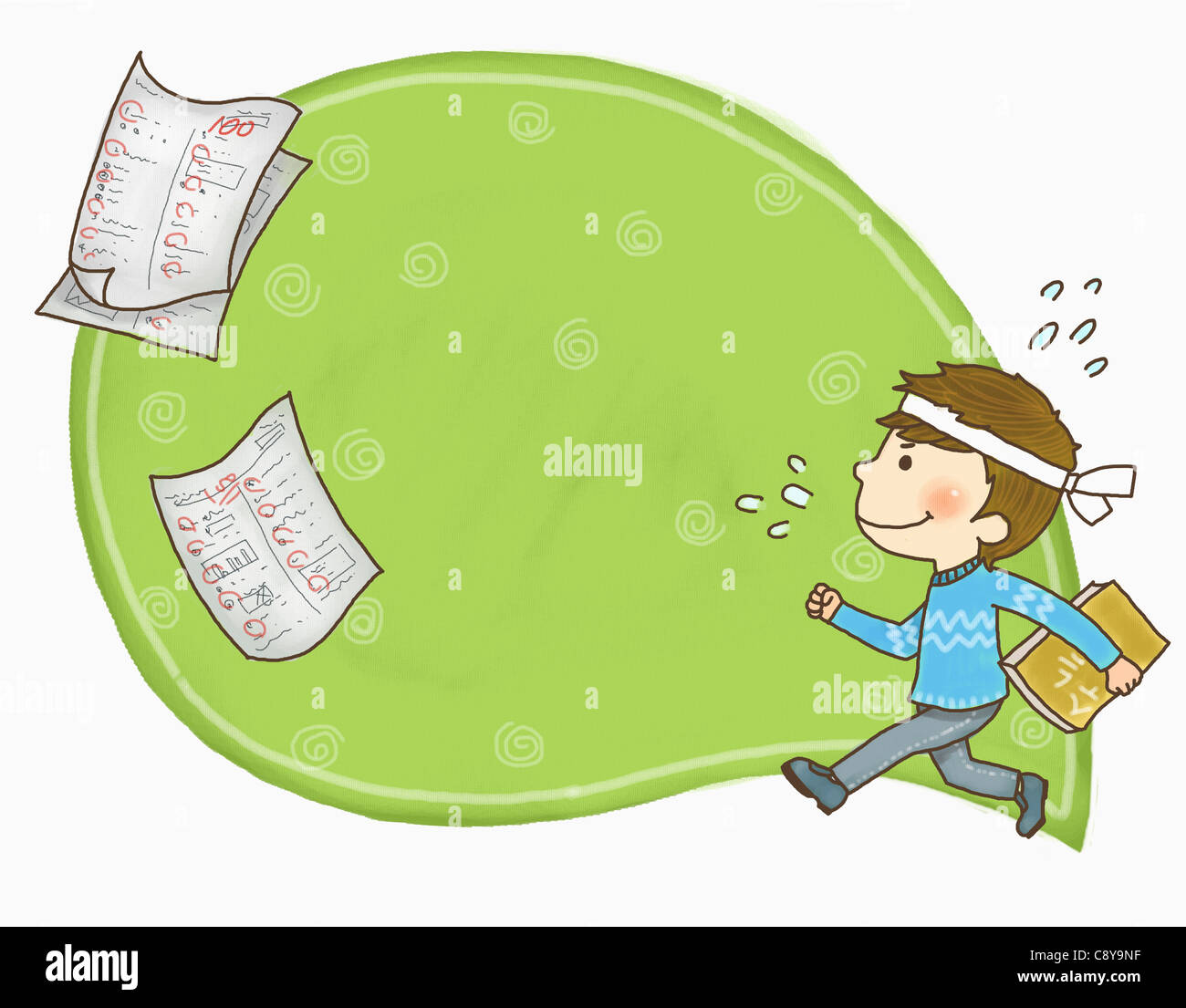 Various letter papers of a boy and test papers Stock Photo - Alamy