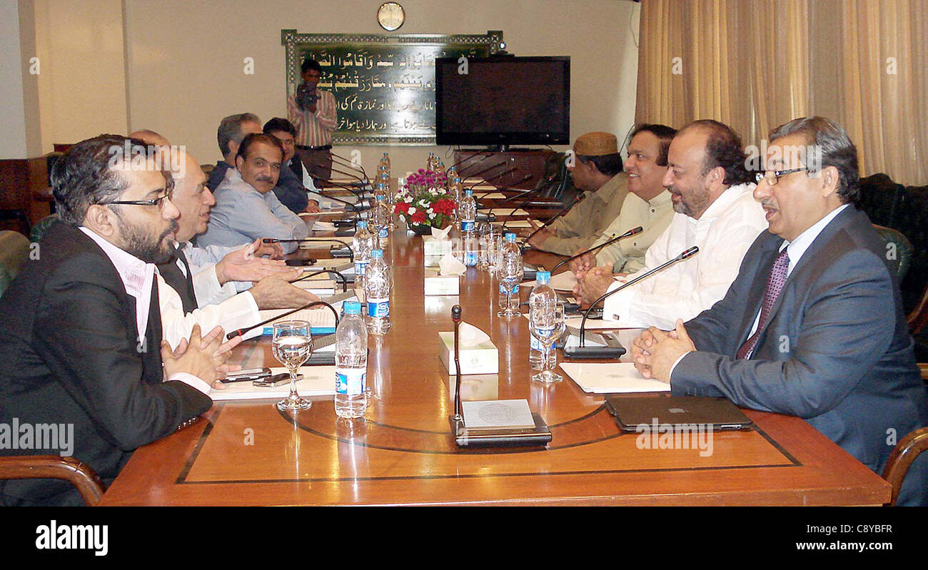 A view of meeting between Peoples Party (PPP) and Muttehda Qaumi ...