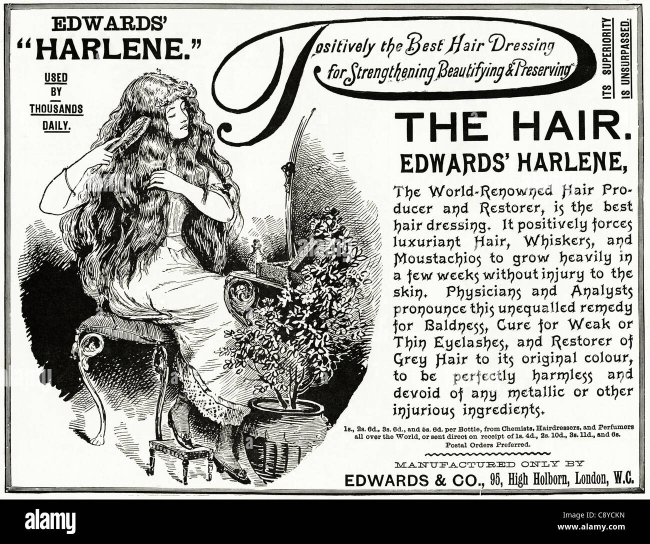 Original Victorian advertisement circa 1892 advertising EDWARDS HARLENE ...