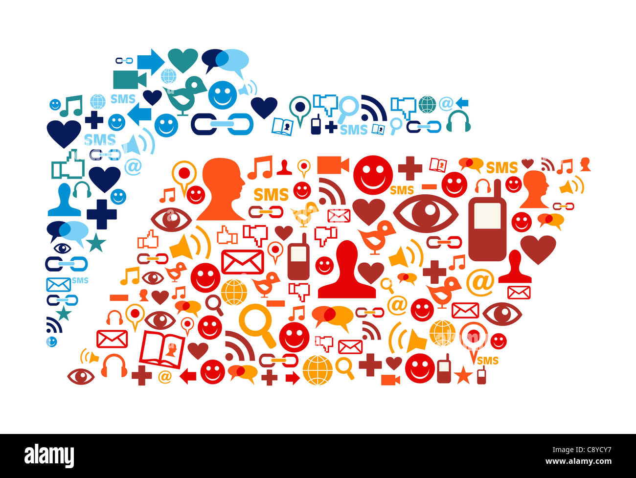 Social media icons set in folder shape composition Stock Photo - Alamy