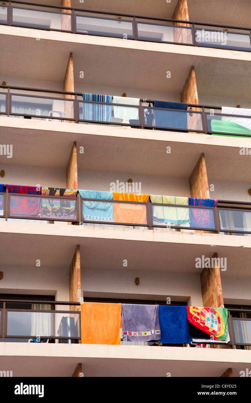 hotel facade balconies Mallorca intensive Stock Photo - Alamy