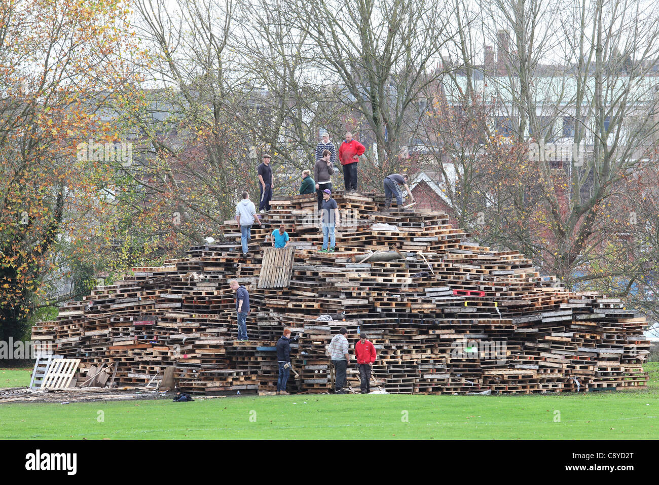 Members of Waterloo Bonfire Society build there massive bonfire ahead ...