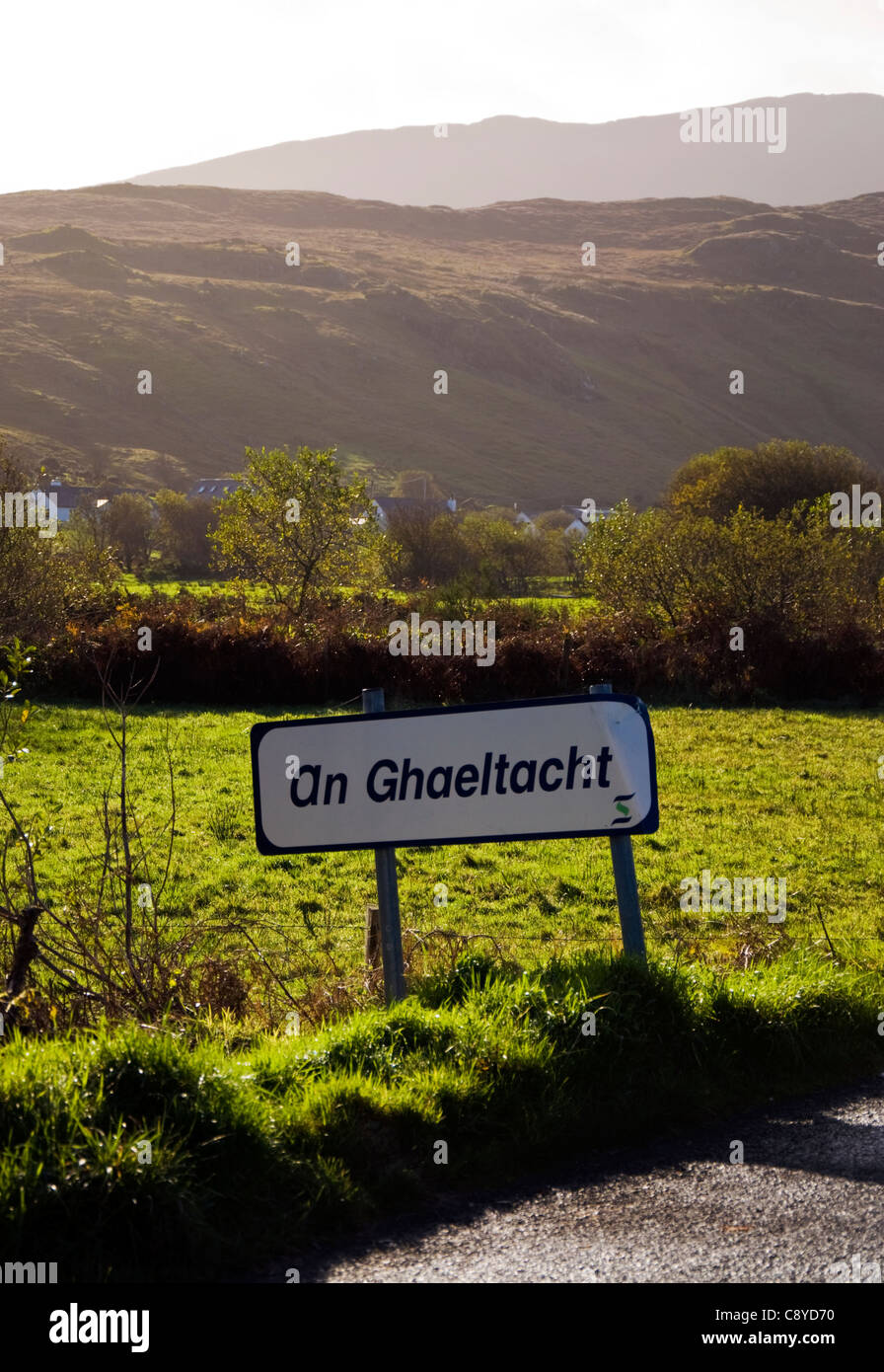 An Ghaeltacht road sign rural Ireland Stock Photo - Alamy