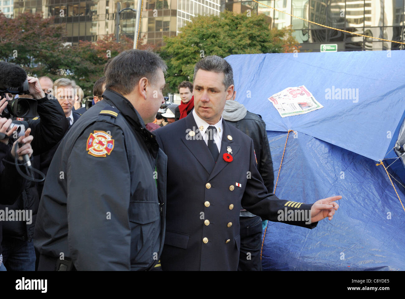 Vancouver Fire Chief John McKearney (right) visits "Occupy Vancouver ...