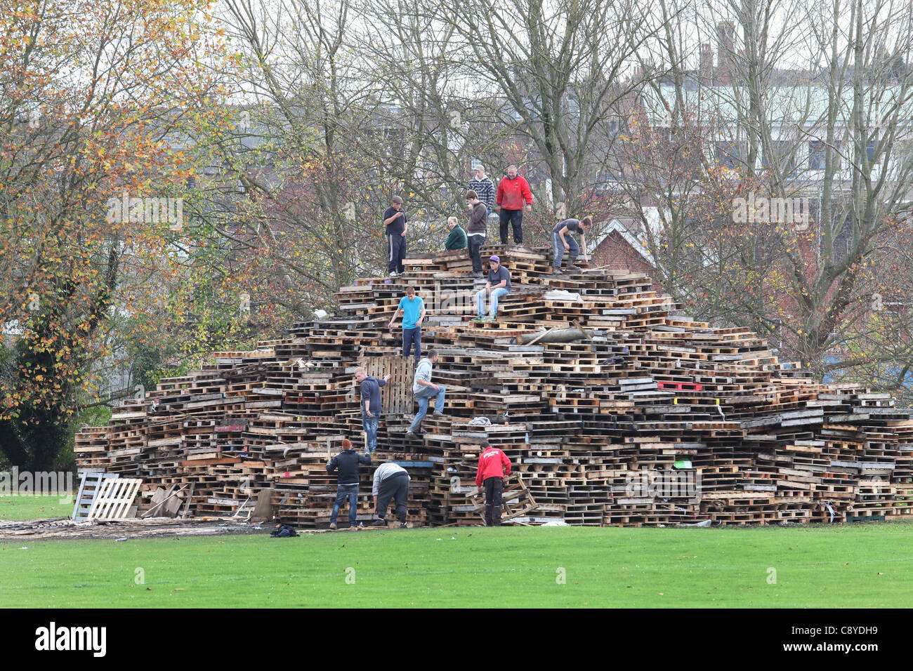 Members of Waterloo Bonfire Society build there massive bonfire ahead ...
