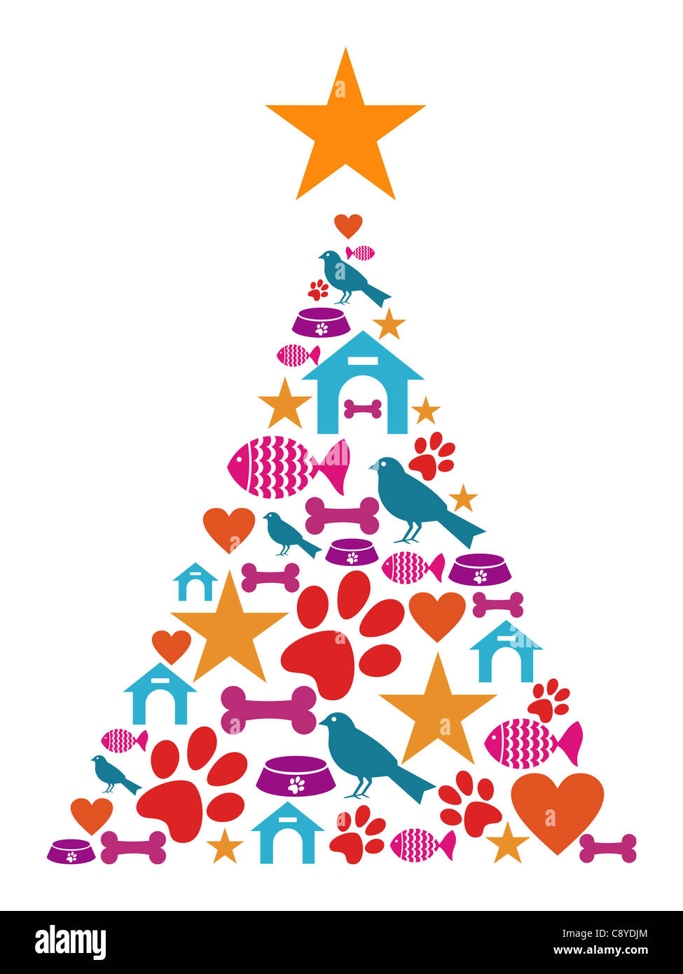 Christmas tree shape made with pets icons set Stock Photo - Alamy
