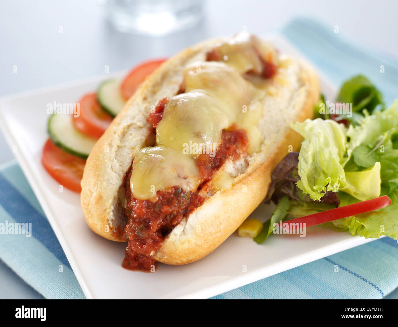 meatless meatball cheesy melt roll Stock Photo - Alamy