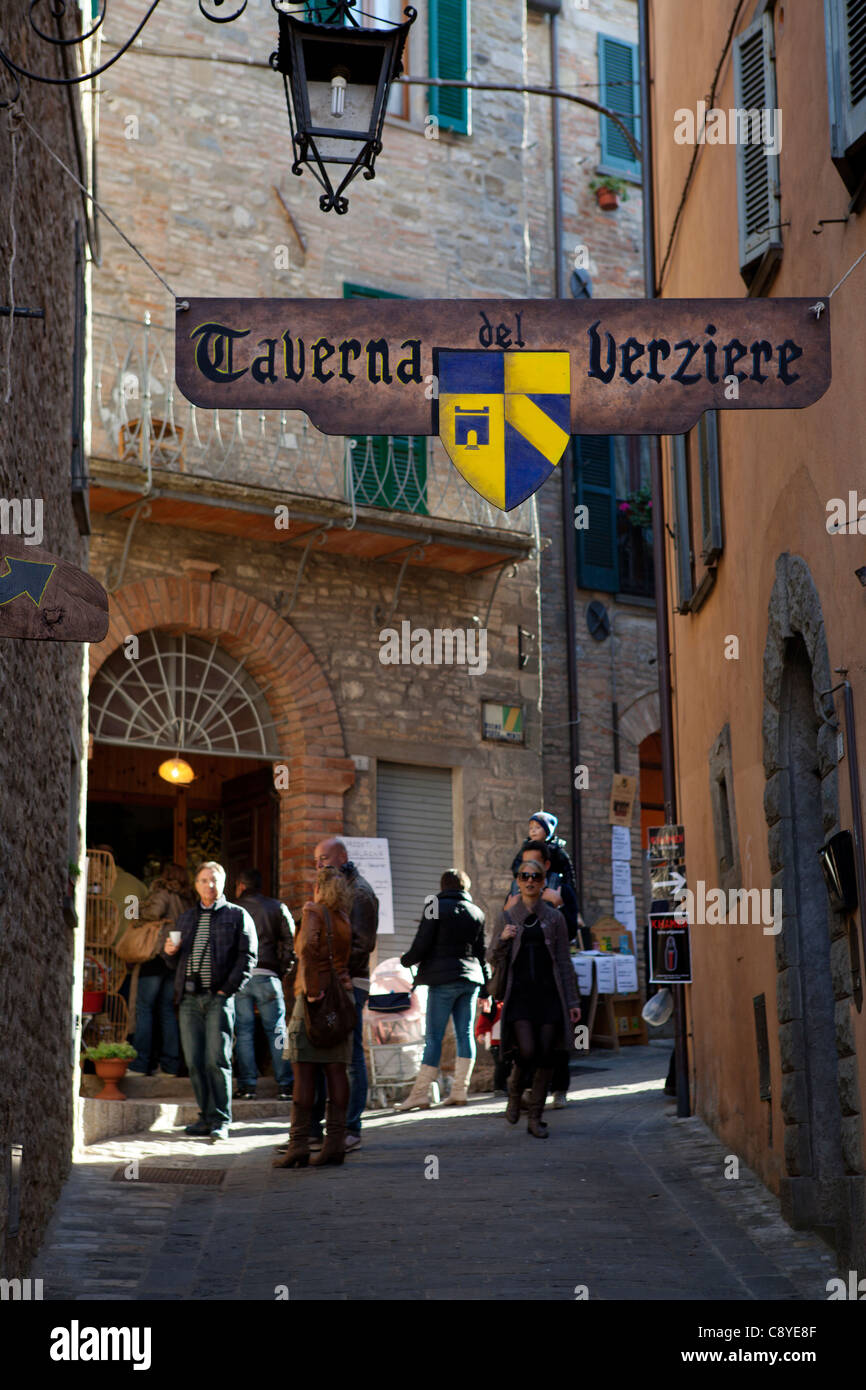 Umbria village Montone during the woodfest at the beginning of November ...