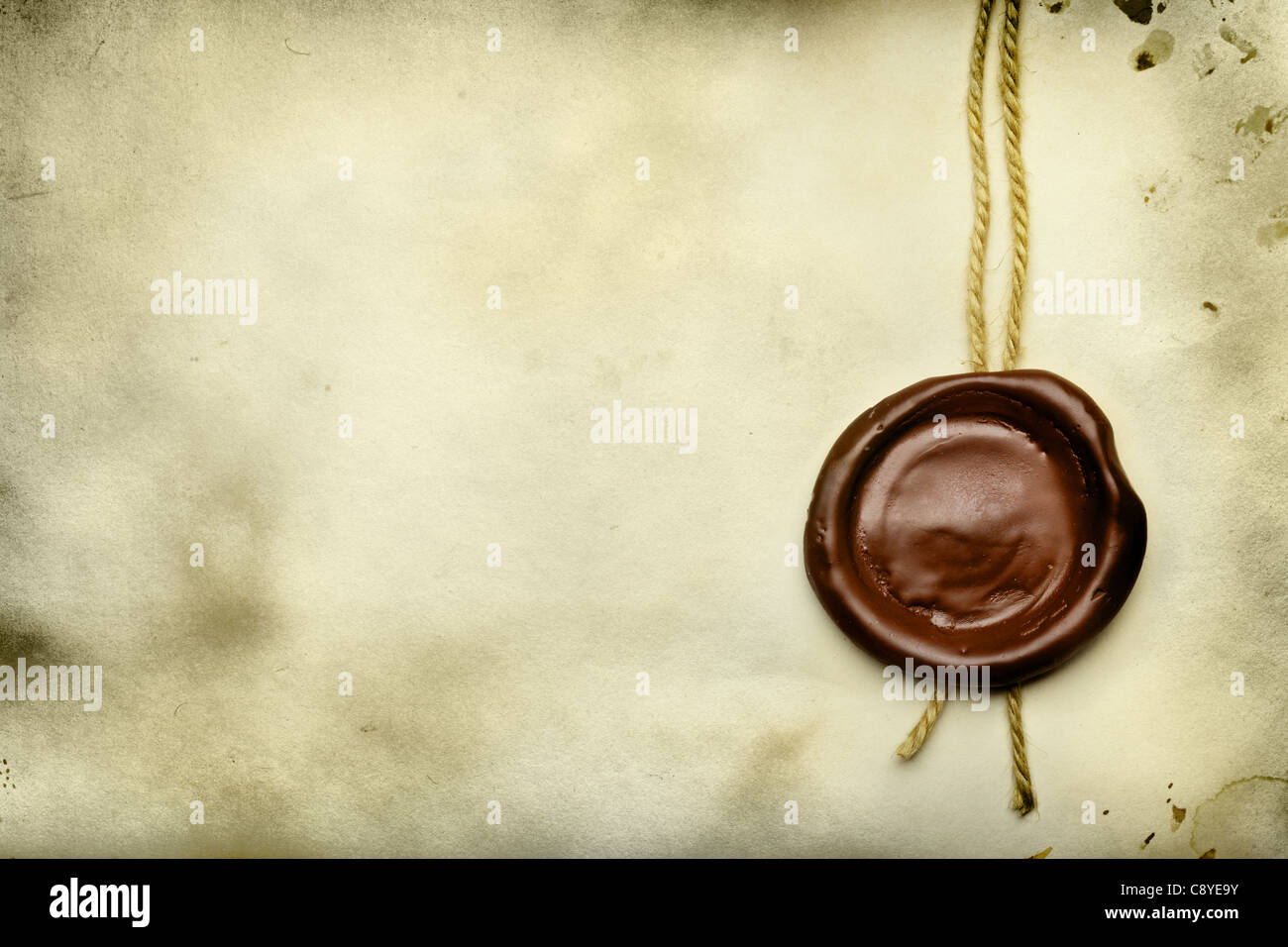 Old paper with wax seal close up Stock Photo - Alamy