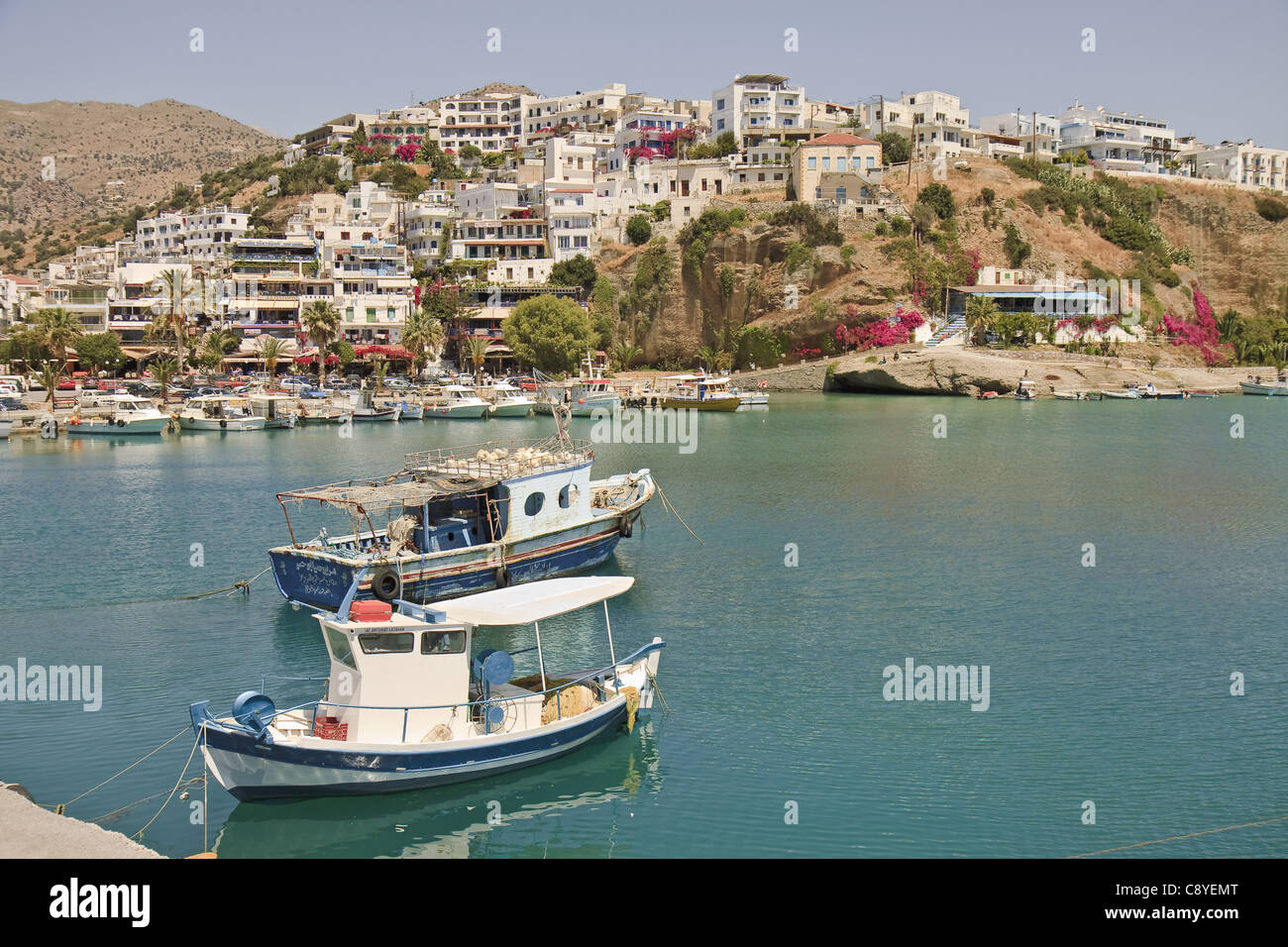 Crete Agia Galini Harbour and village Stock Photo - Alamy