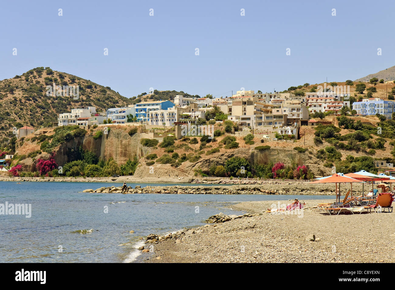 Crete Agia Galini View Along The Beach Stock Photo - Alamy