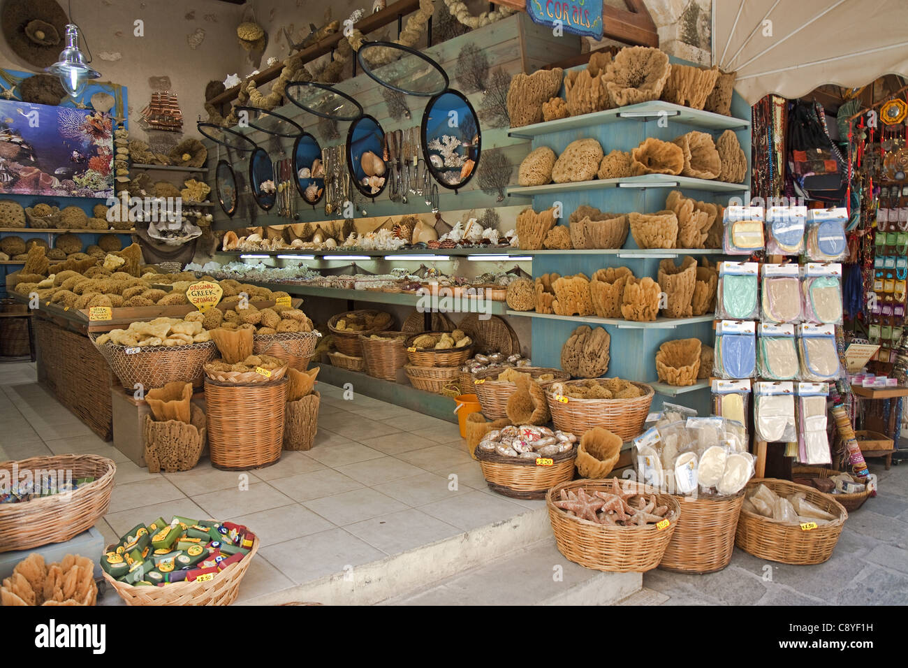Crete Rethymnon Old Town Sponge Shop Stock Photo - Alamy