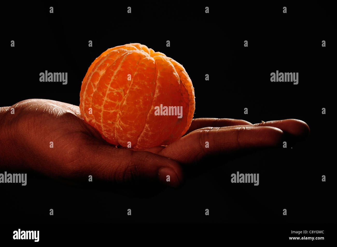 Orange without peel Stock Photo - Alamy