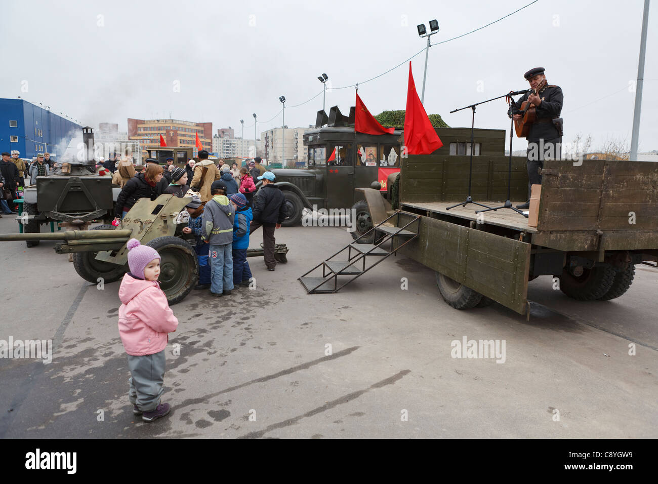 Military performance in celebration of National Unity Day. Soviet ...