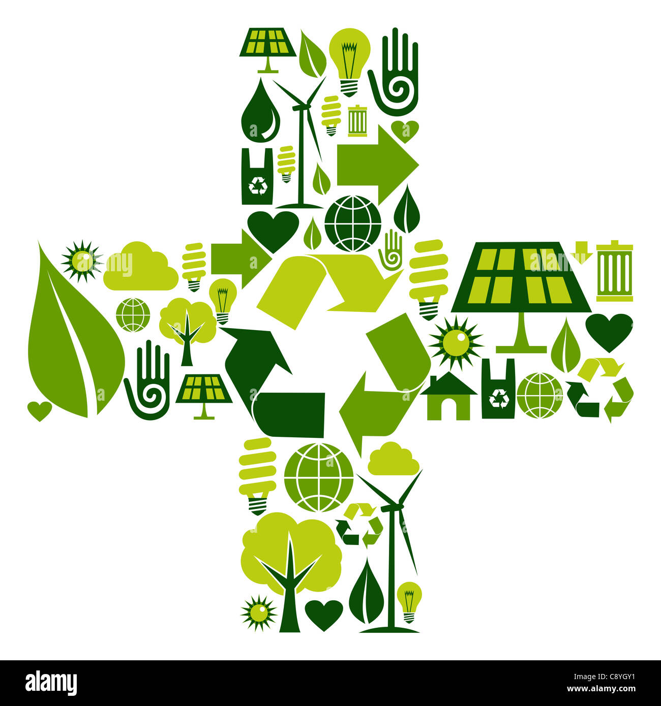 Sum symbol made with environmental icons set Stock Photo - Alamy