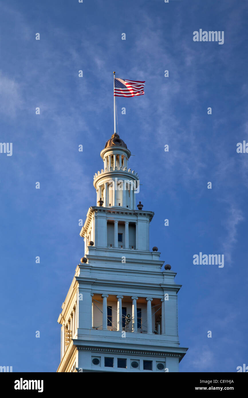 Clock tower at the Ferry Terminal Building along the waterfront, San ...