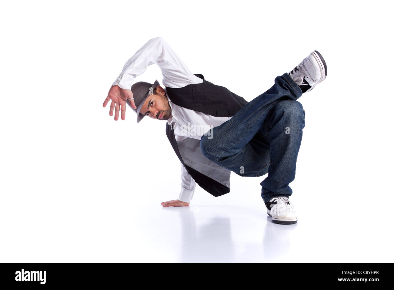 Hip hop dancer showing some movements (isolated on white Stock Photo ...