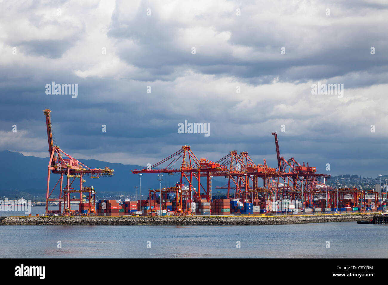 Container cargo terminal in Vancouver Harbor, Canada Stock Photo - Alamy